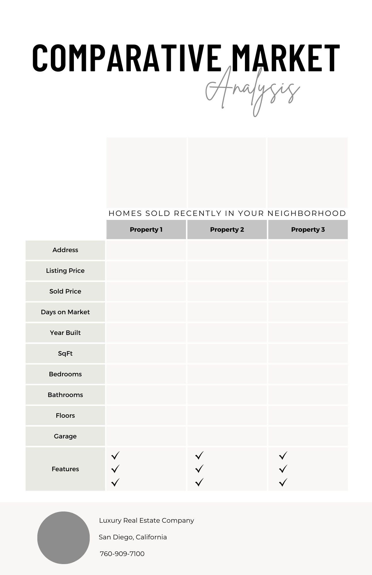 Comparative Market Analysis CMA Real Estate Template Comparative Market Analysis CMA Real Estate Template
