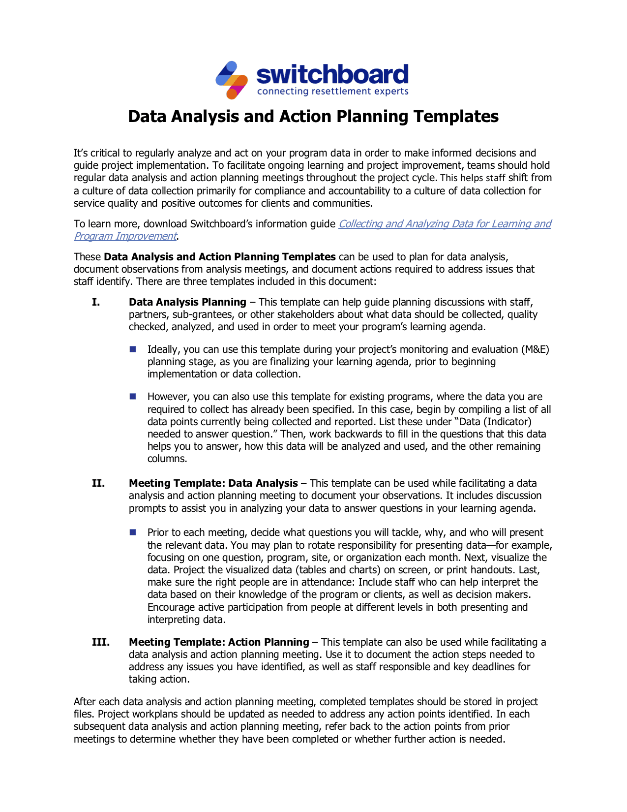 Data Analysis Project Plan Template Data Analysis Project Plan Template