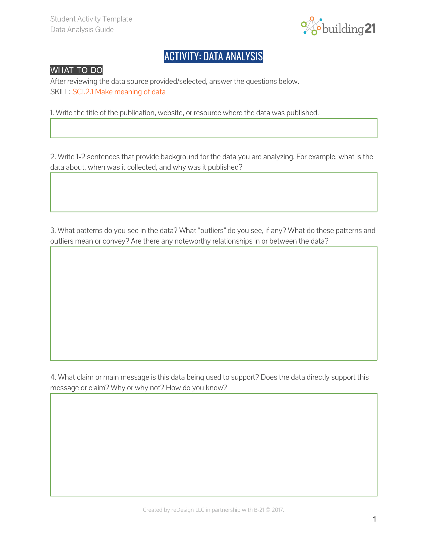 Data Analysis Template for Schools
