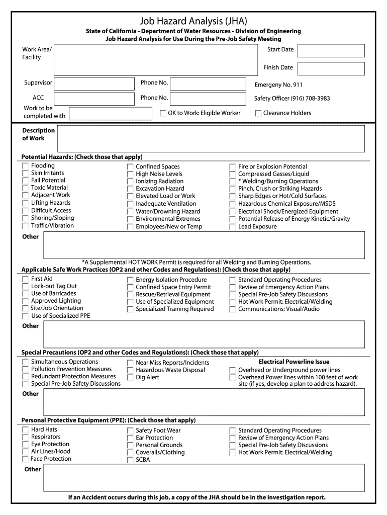 Electrical Job Hazard Analysis Template