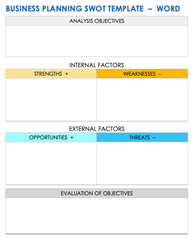 Free Blank SWOT Analysis Template