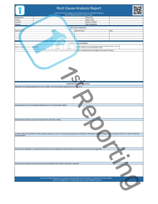 OSHA Root Cause Analysis Template