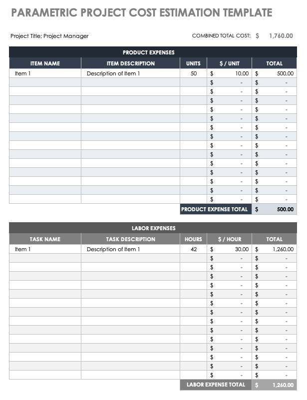 Project Cost Analysis Template in Excel