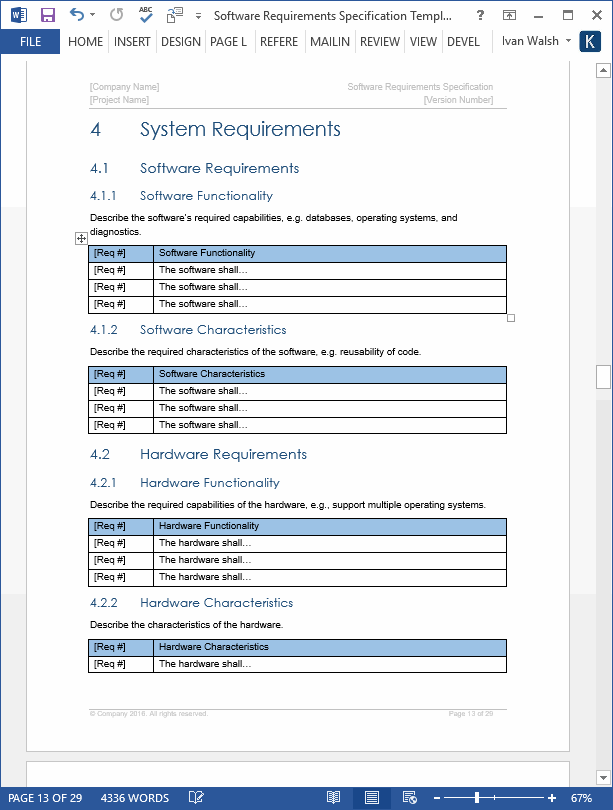 Software Requirement Analysis Document Template