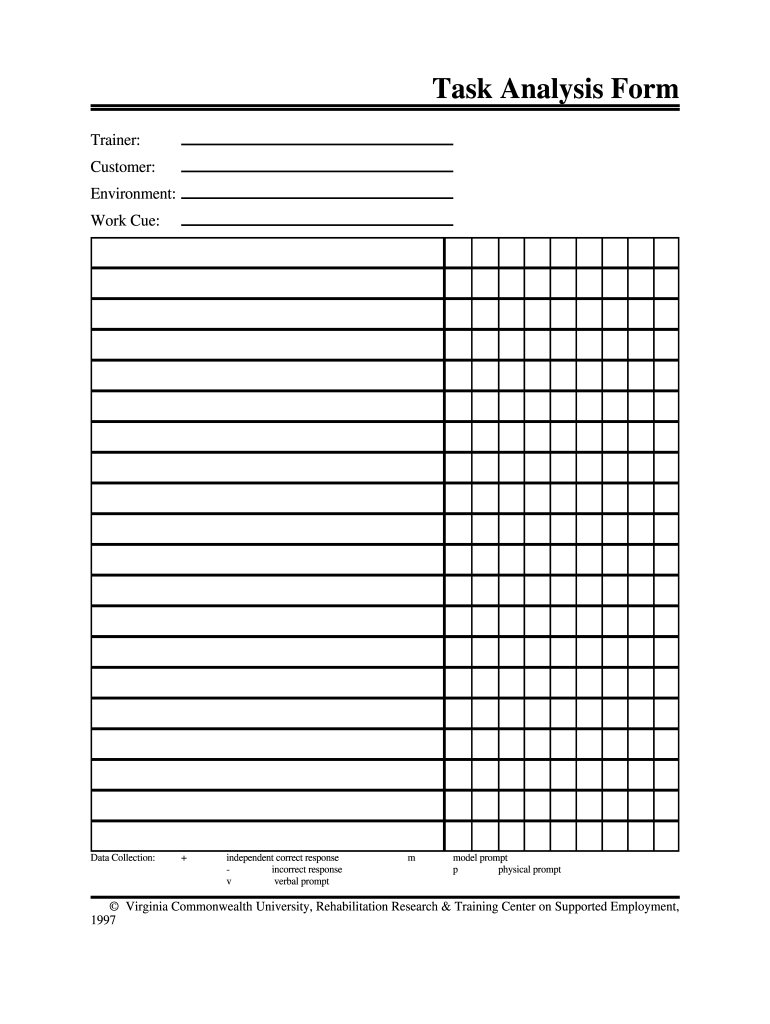 Task Analysis Data Sheet Template