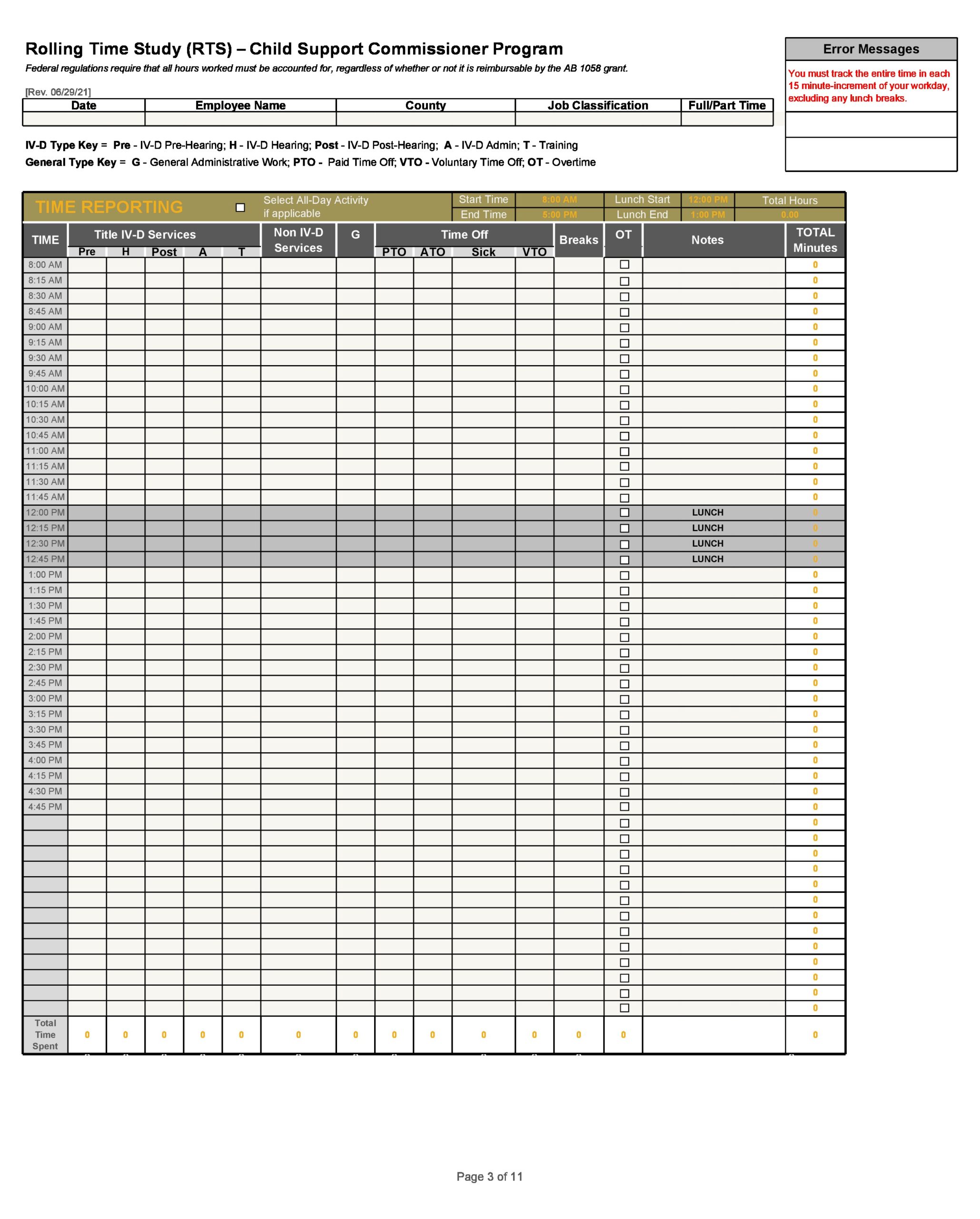 Time and Motion Analysis Template