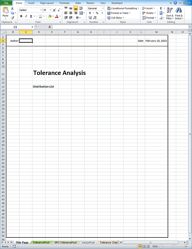 Tolerance Stack Up Analysis Excel Template