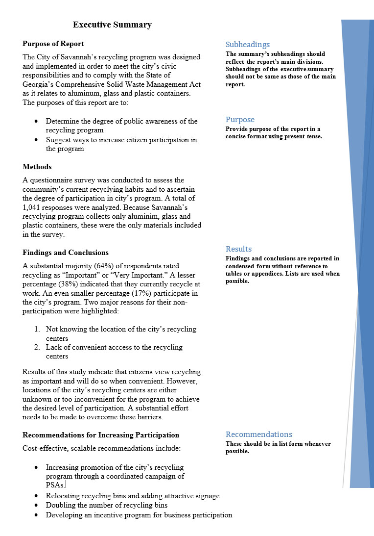 Executive Summary APA Format Template