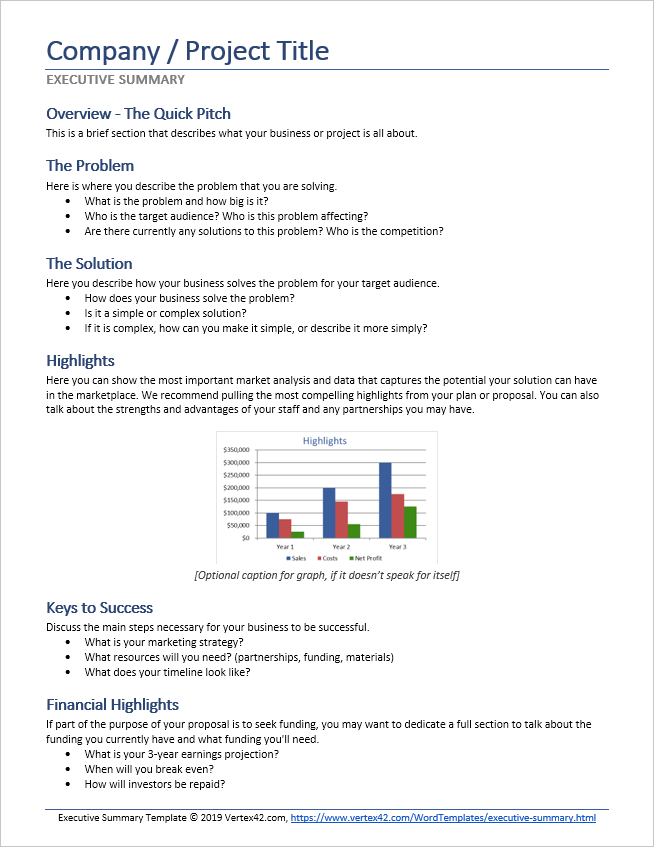Executive Summary Template Word Doc