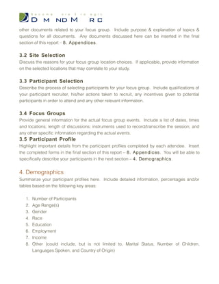 Focus Group Summary Report Template