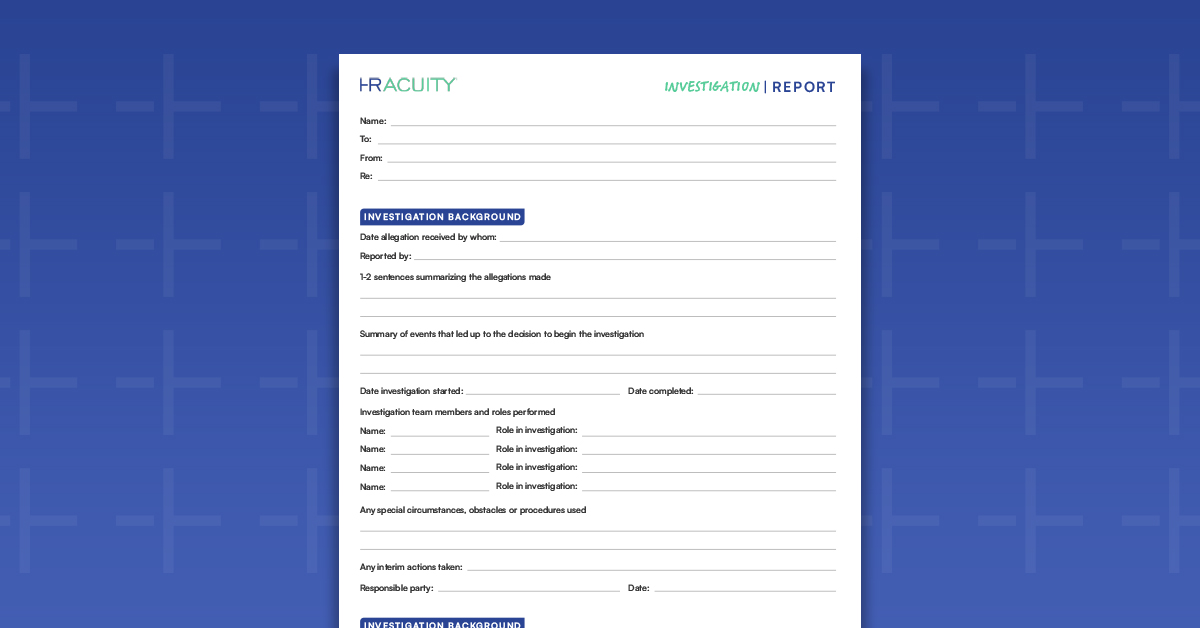 HR Investigation Summary Report Template