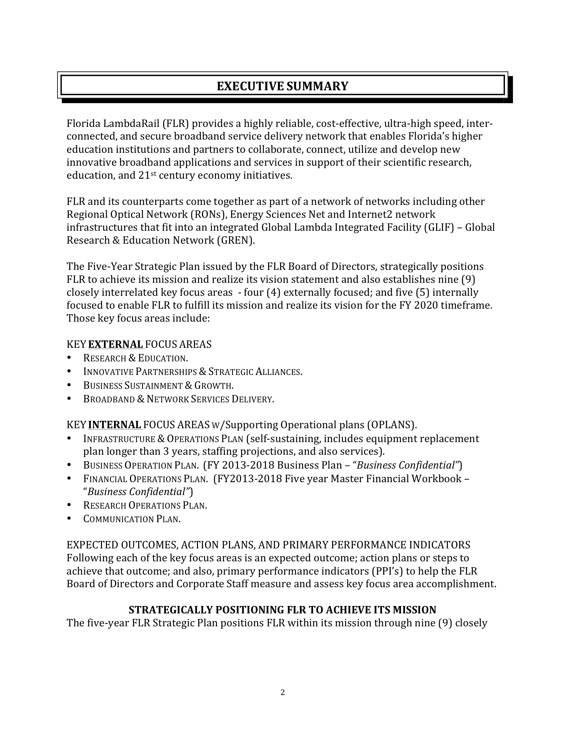 Strategic Plan Executive Summary Template