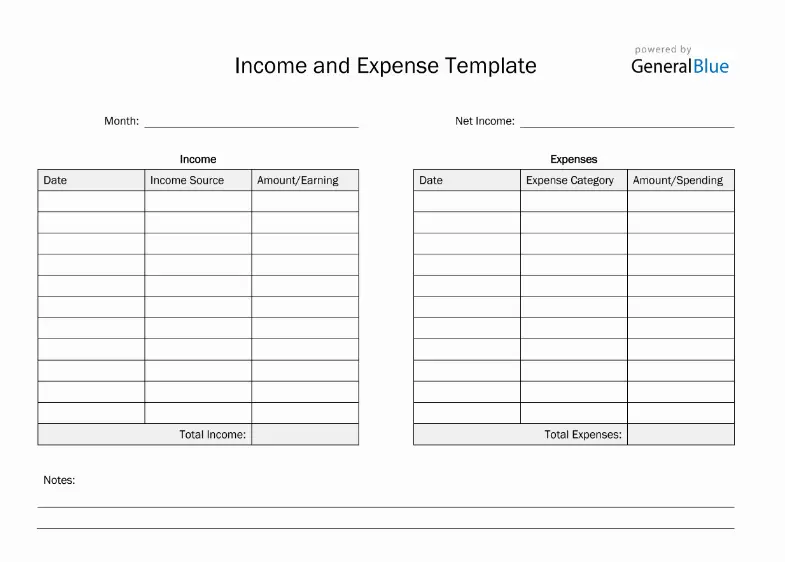 Summary of Income and Expenses Template