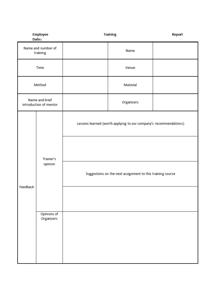 Training Summary Report Template Doc