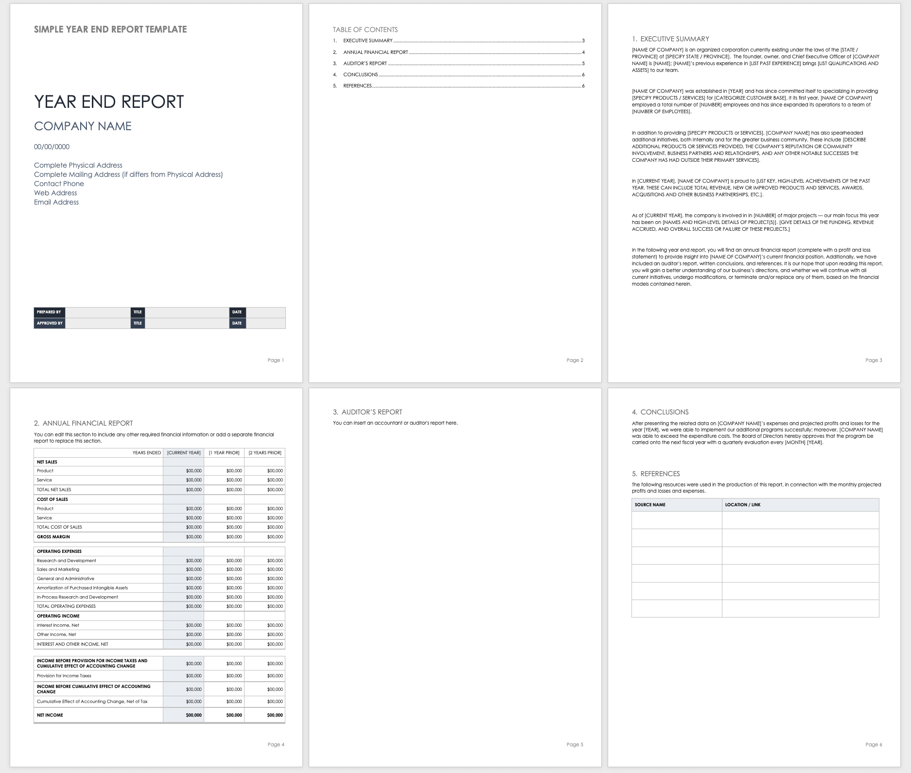 Year End Summary Report Template