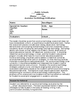 Assistive Technology Evaluation Template