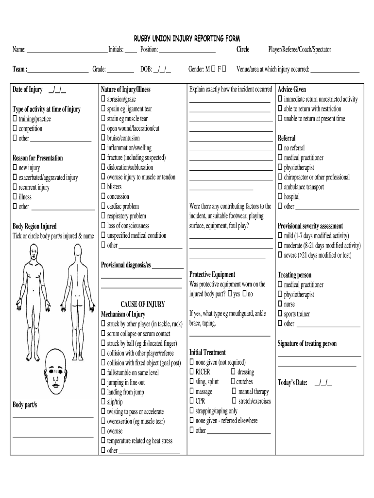 Bodily Injury Evaluation Template