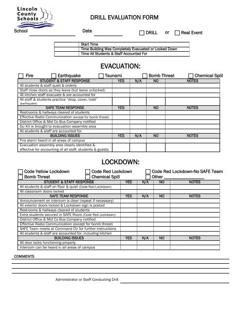 Disaster Drill Evaluation Template