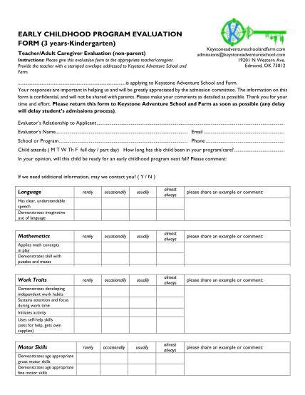 Education Program Evaluation Template