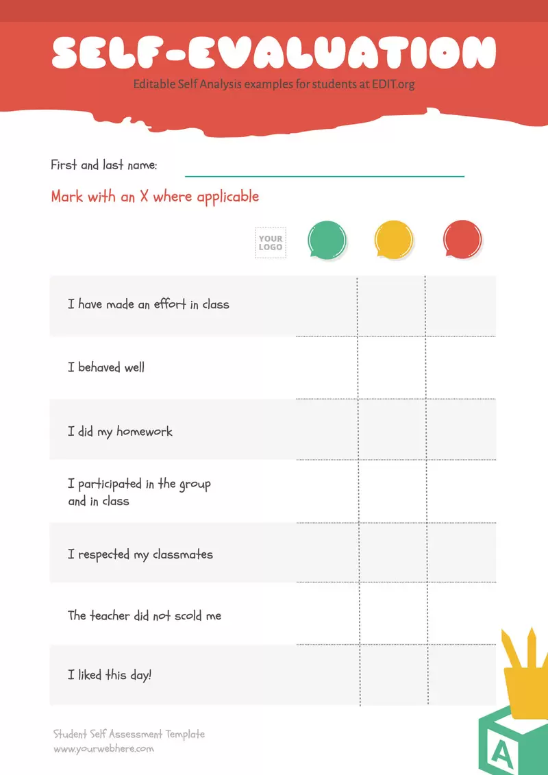 evaluation template for students