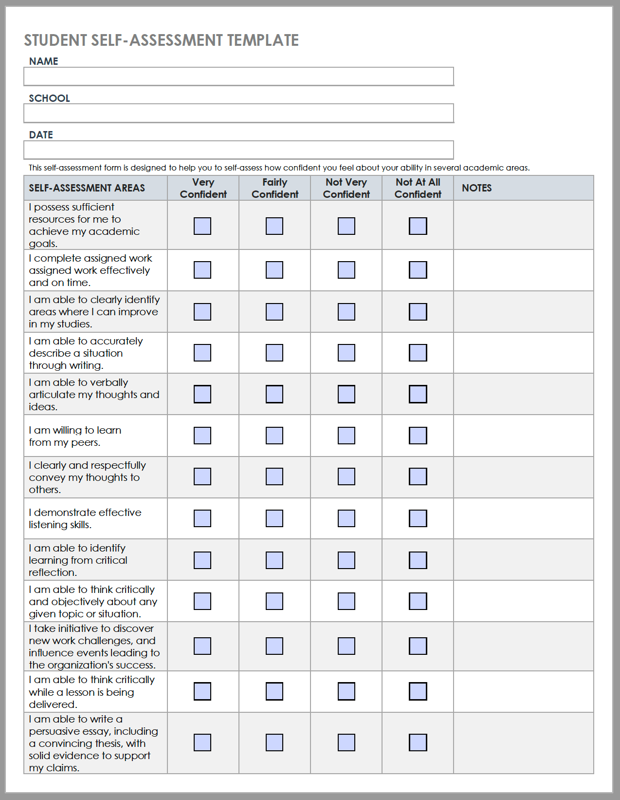 Full and Individual Evaluation Template