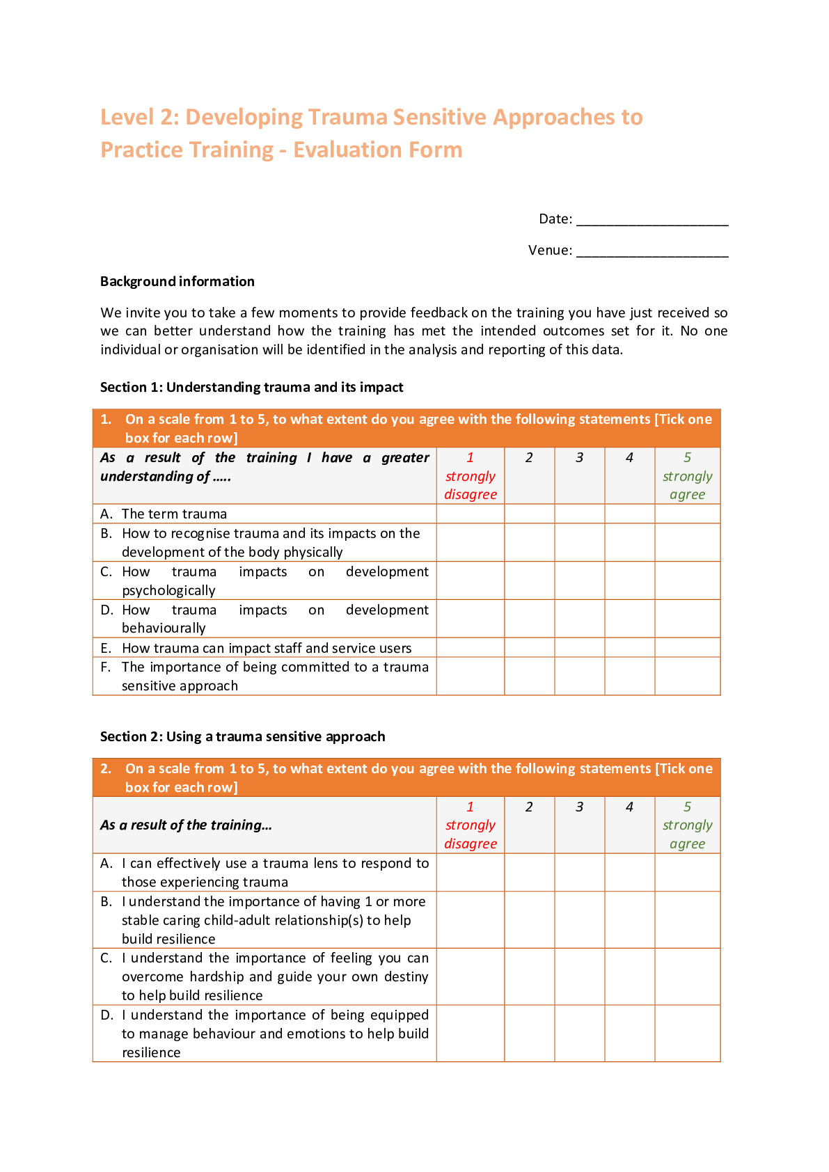 Level 2 Evaluation Template