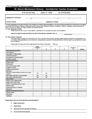 Montessori Teacher Evaluation Template