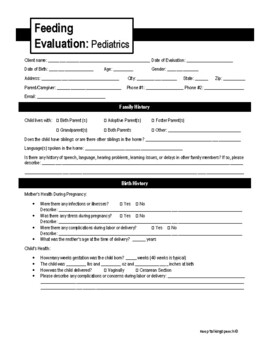 Occupational Therapy Feeding Evaluation Template