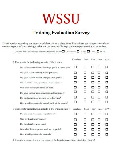 Post Course Evaluation Template
