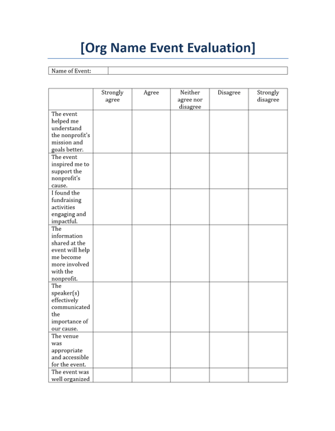 Post Event Evaluation Template