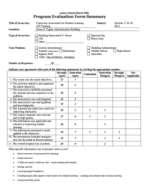 Special Education Program Evaluation Template