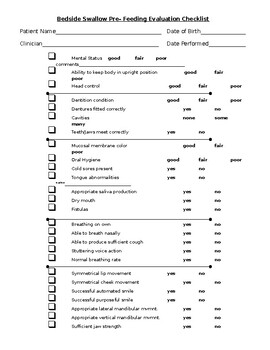 Speech Therapy Feeding Evaluation Template
