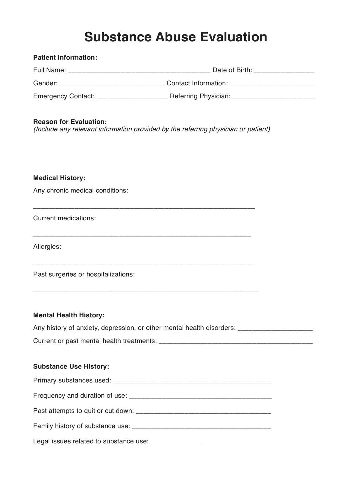 substance abuse treatment program evaluation template