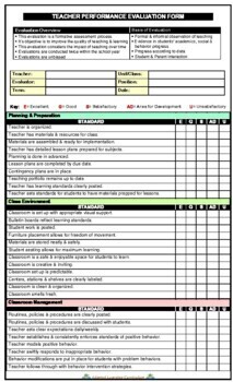 teacher performance evaluation template