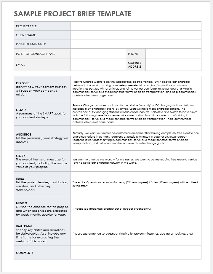Construction Project Brief Template