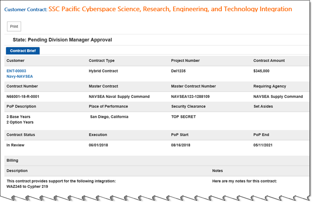 DCAA Contract Brief Template