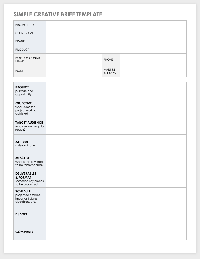 Graphic Design Creative Brief Template
