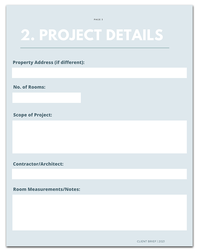 Interior Design Project Brief Template