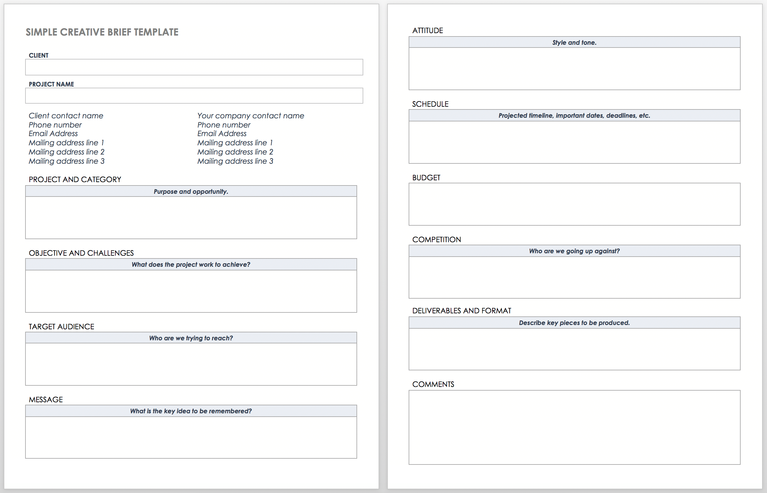 Marketing Agency Brief Template