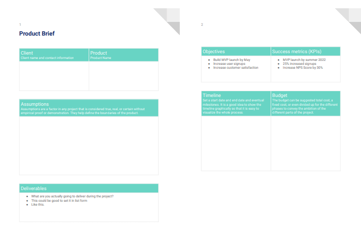 Software Product Brief Template