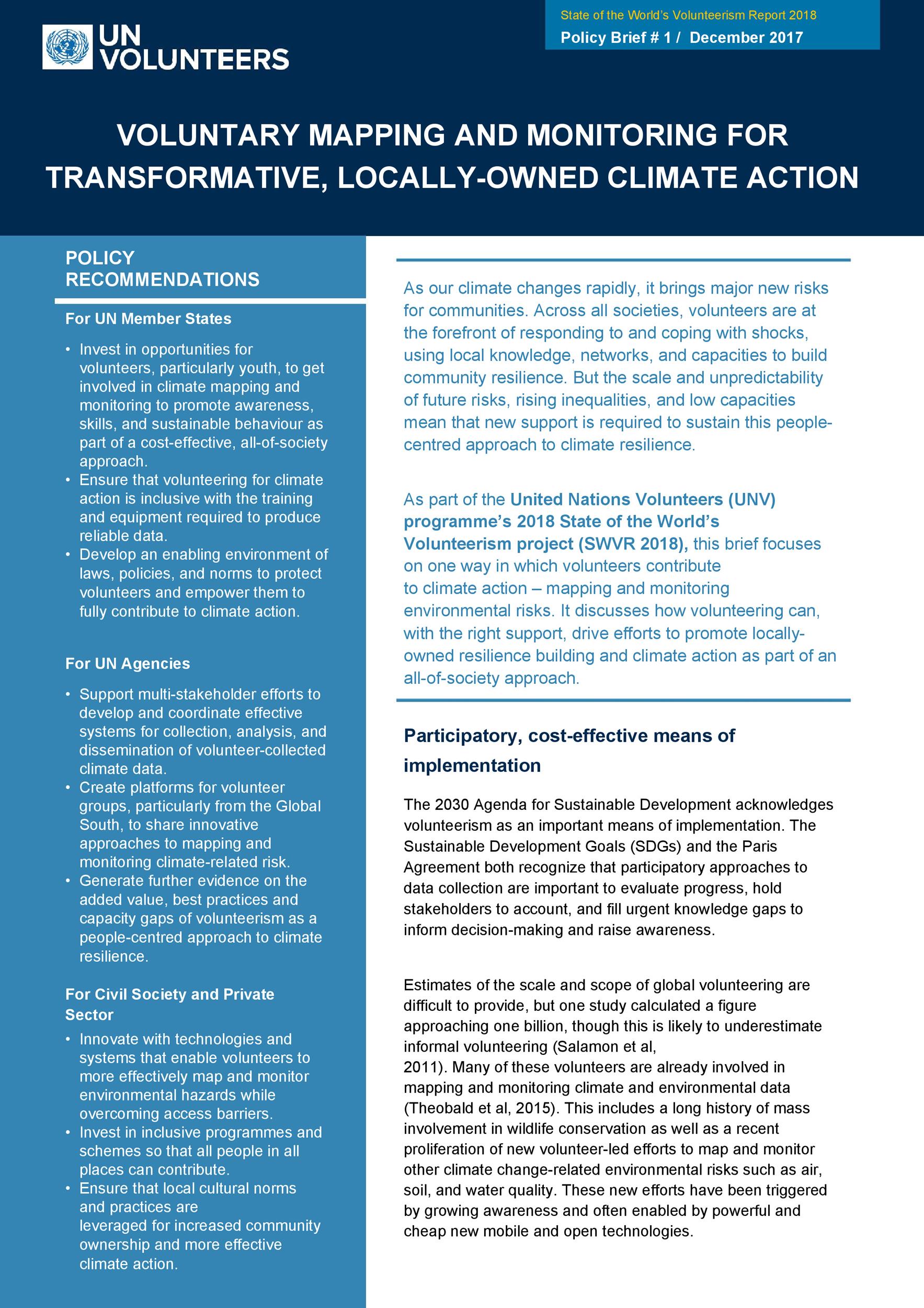 Un Policy Brief Template