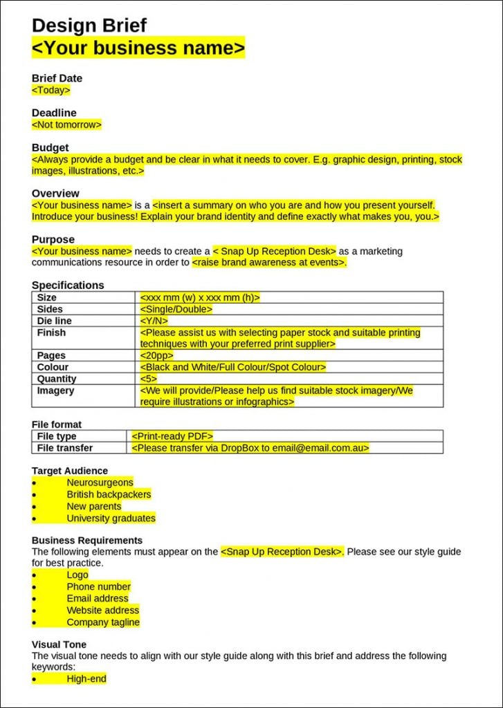 Website Development Brief Template
