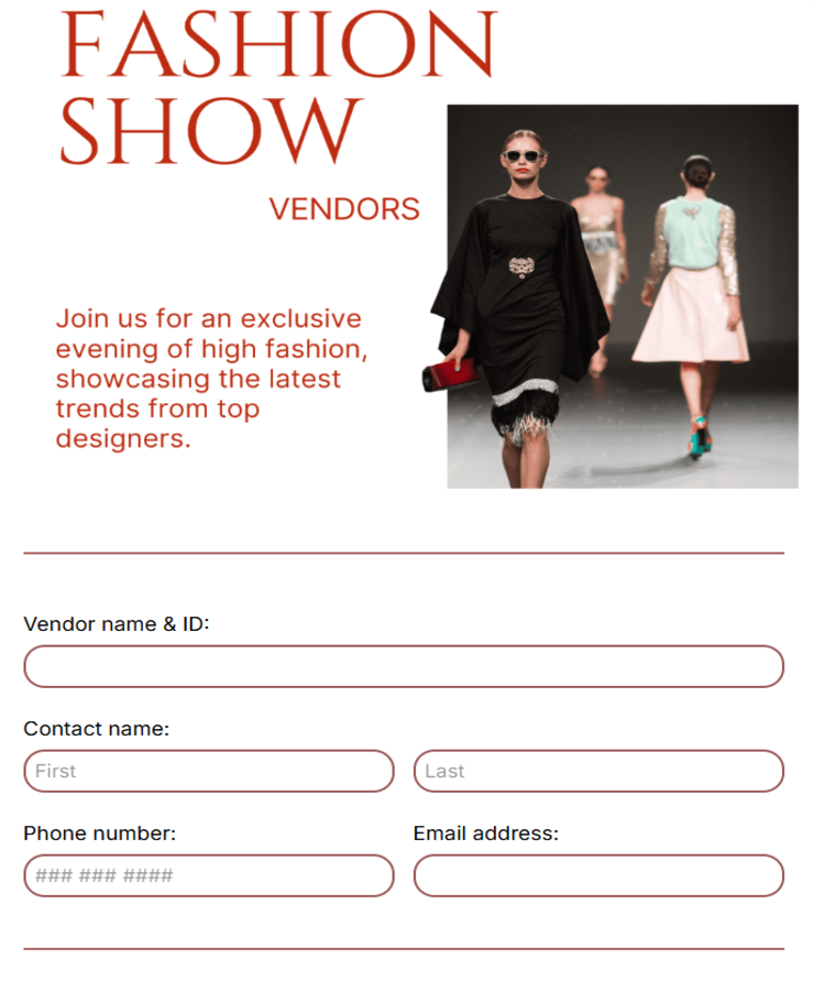 Fashion Show Registration Form Template