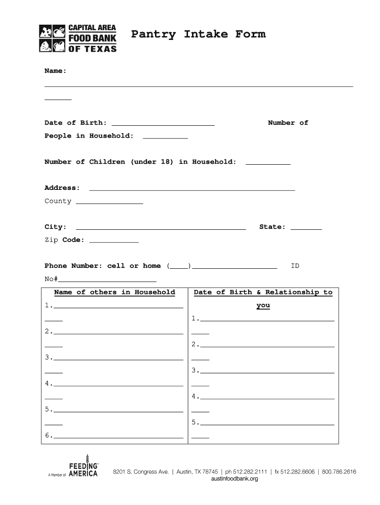 Food Parcel Request Form Template