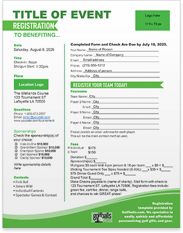 Golf Tournament Entry Form Template