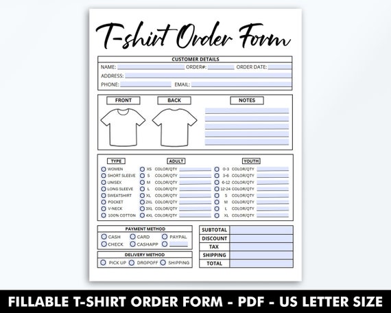 Polo Shirt Order Form Template