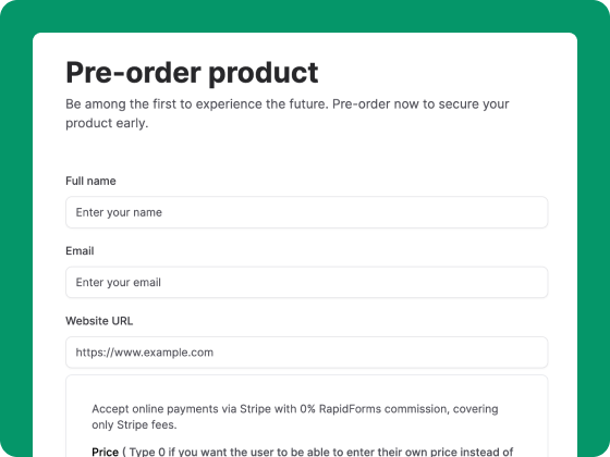 Product Pre Order Form Template
