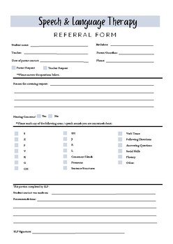 Speech Therapy Referral Form Template