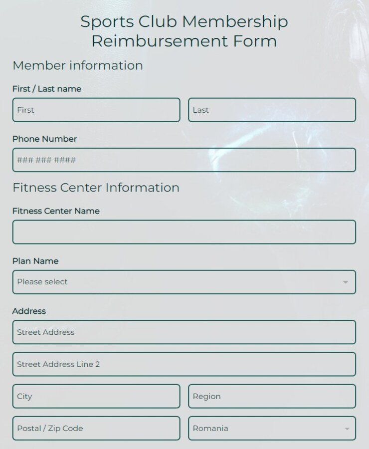 Sports Club Membership Form Template