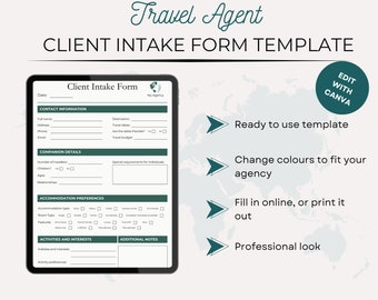 Travel Agent Client Intake Form Template